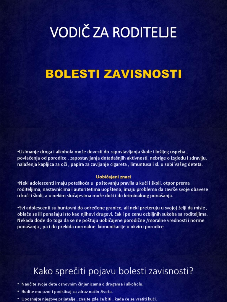 Vodic Za Roditelje Zavisnost | PDF