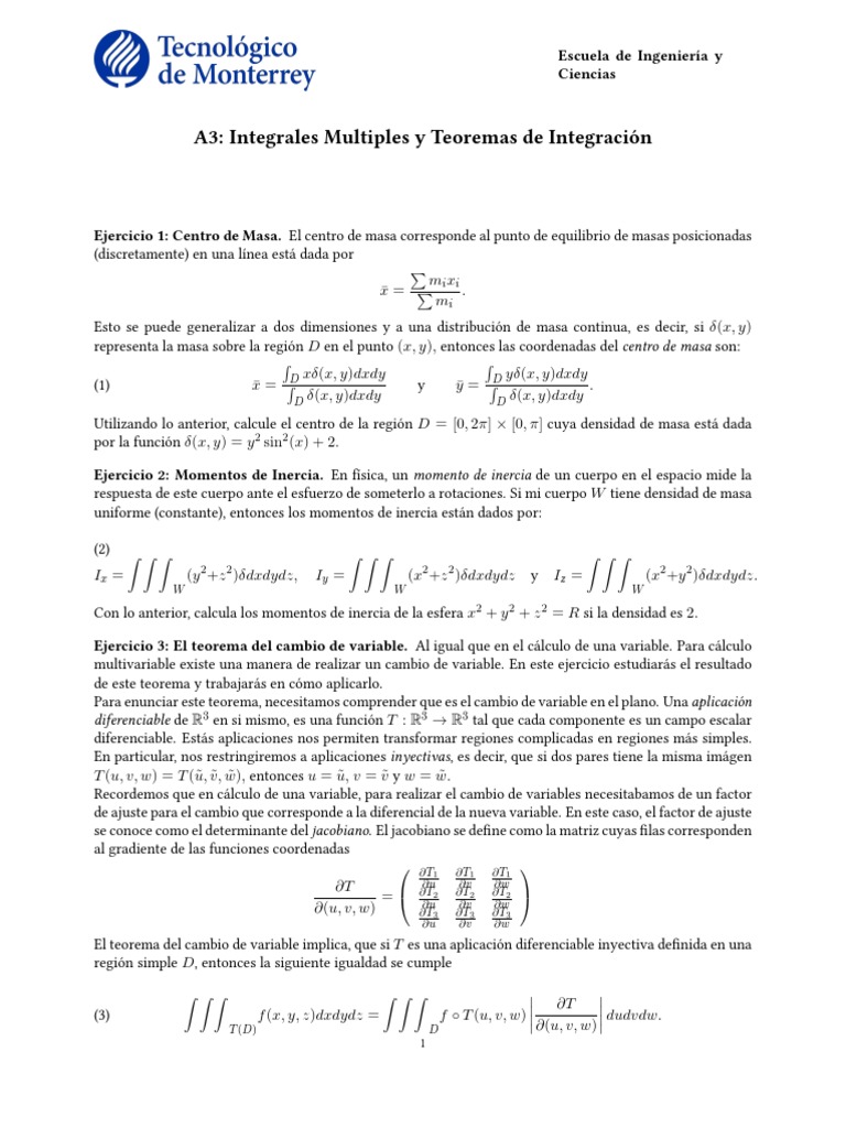 A3: Integrales Multiples y Teoremas de Integración | PDF | Integral ...