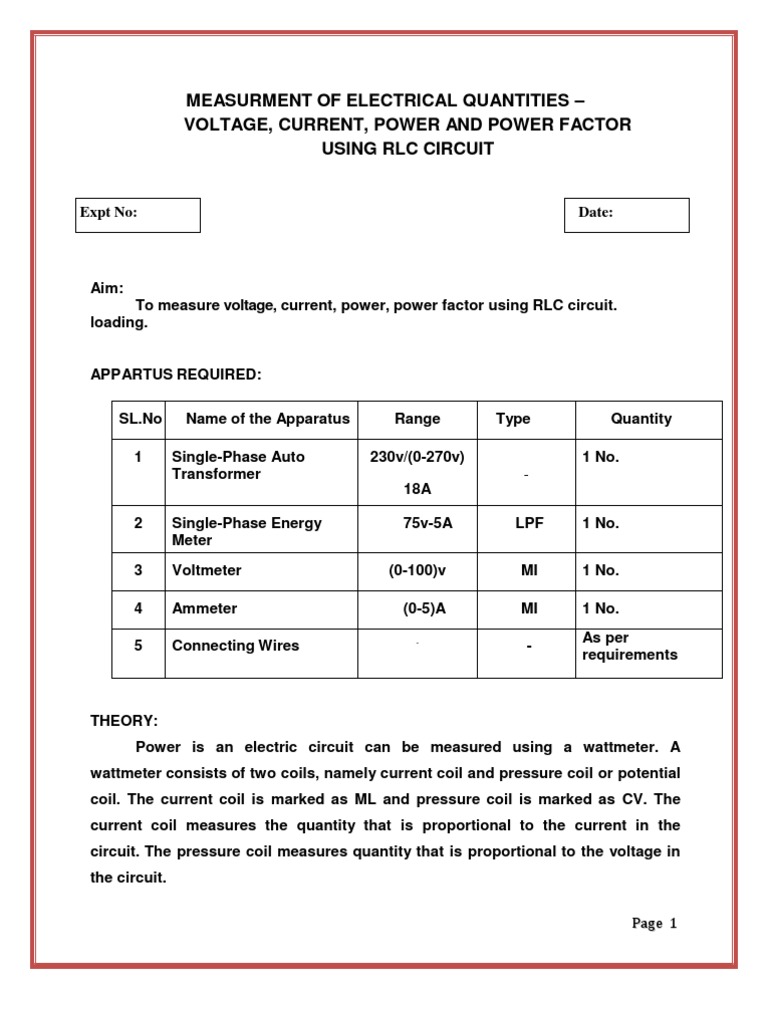 Measurment of Electrical Quantities | PDF | Voltage | Electric Current
