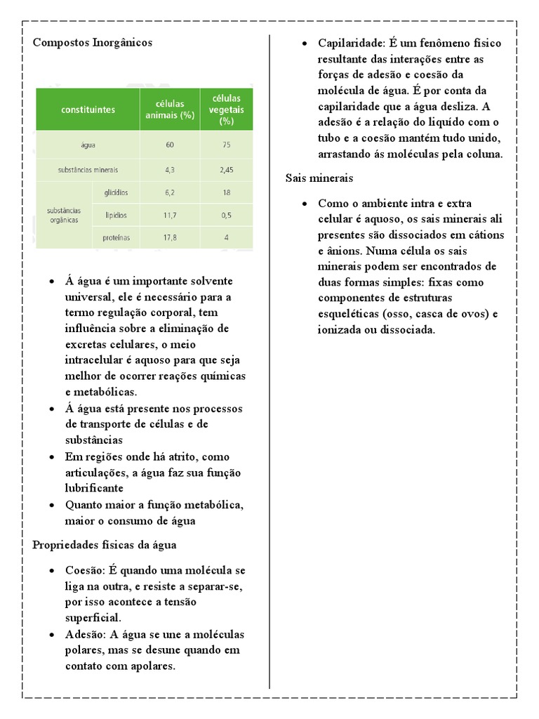água E Sais Minerais Pdf Carboidratos Materiais