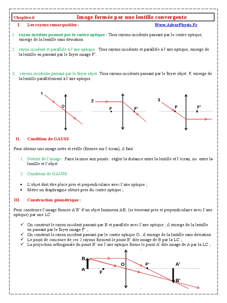 Cours 1 - 2 Les Lentilles Minces | PDF | Électrodynamique | Atomique