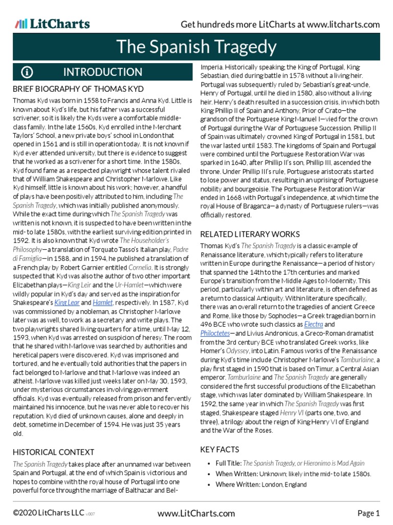 The Spanish Tragedy LitChart | PDF | Classics