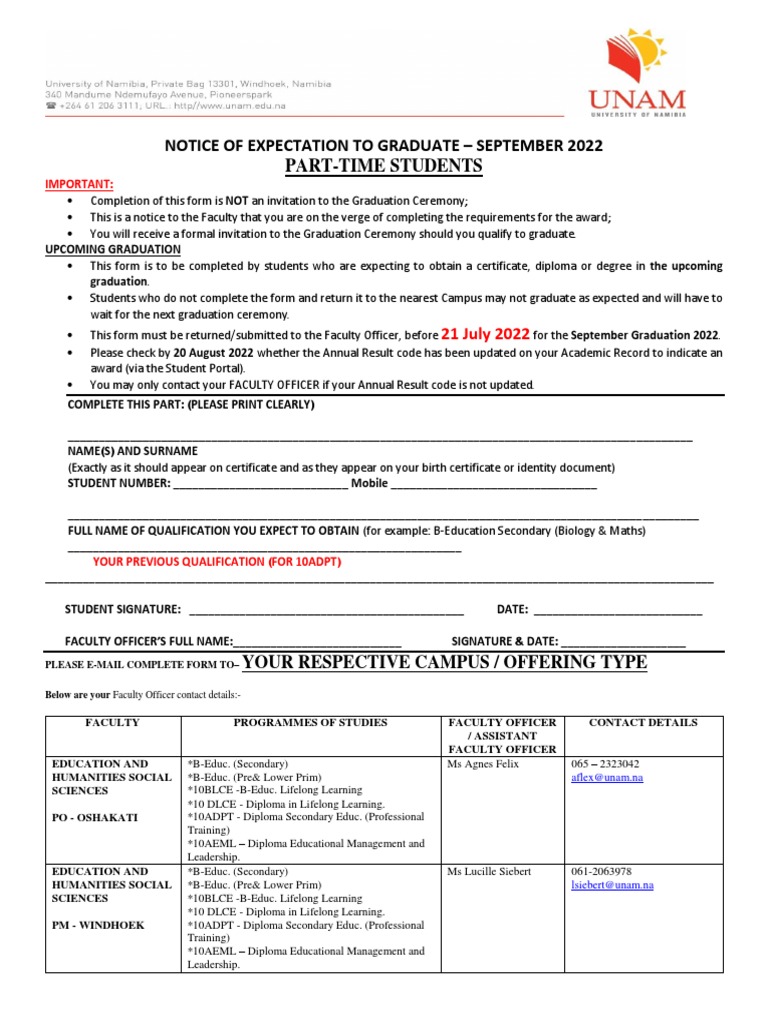 Part-Time Education - Expectation To Graduate April 2022 - Form | PDF ...