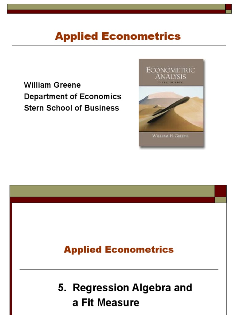 Econometrics I 5 Pdf Coefficient Of Determination Errors And