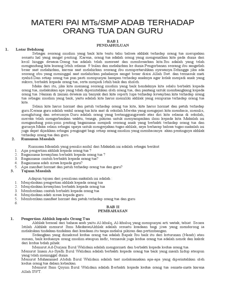 MATERI PAI MTs Tugas Lab | PDF