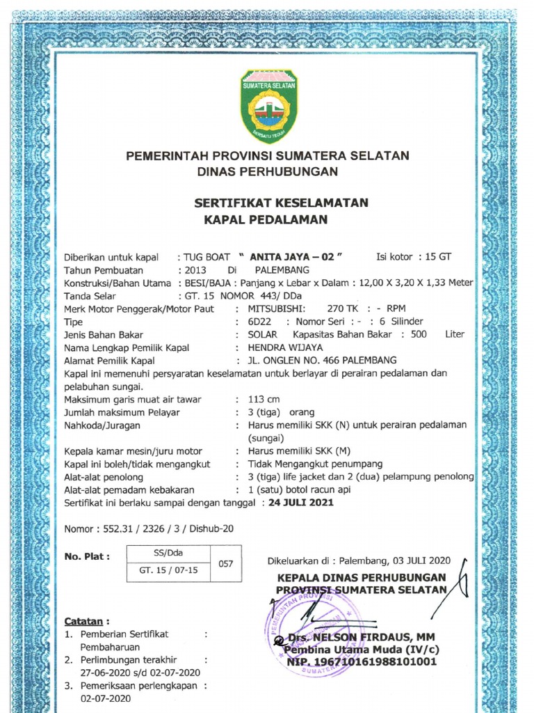 DATA KAPAL TB. AJ 02 | PDF