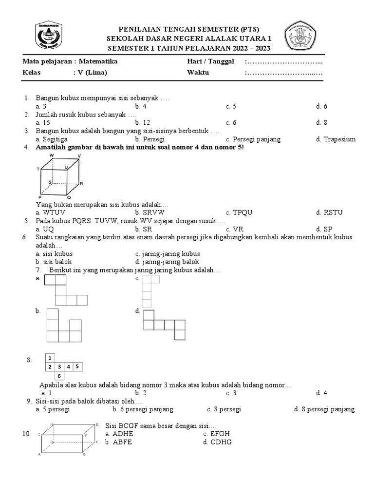 Soal PTS MTK SEM 2 | PDF