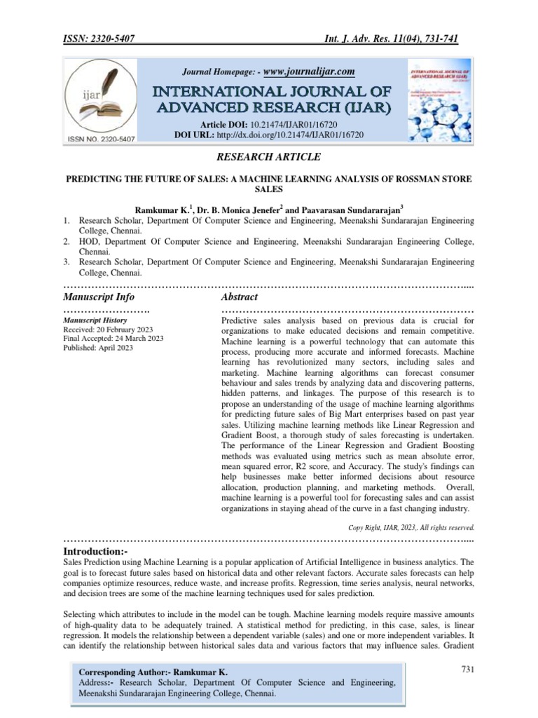 Predicting The Future of Sales: A Machine Learning Analysis of Rossman ...