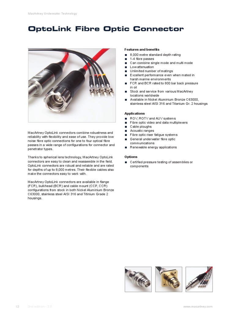 Optolink Fibre Optic Connector | PDF | Optical Fiber | Electrical Connector