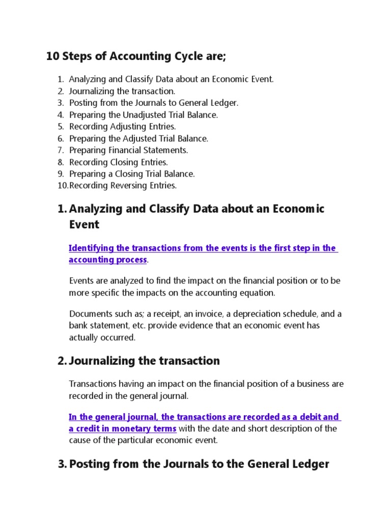 10 Steps of Accounting Cycle Are | PDF
