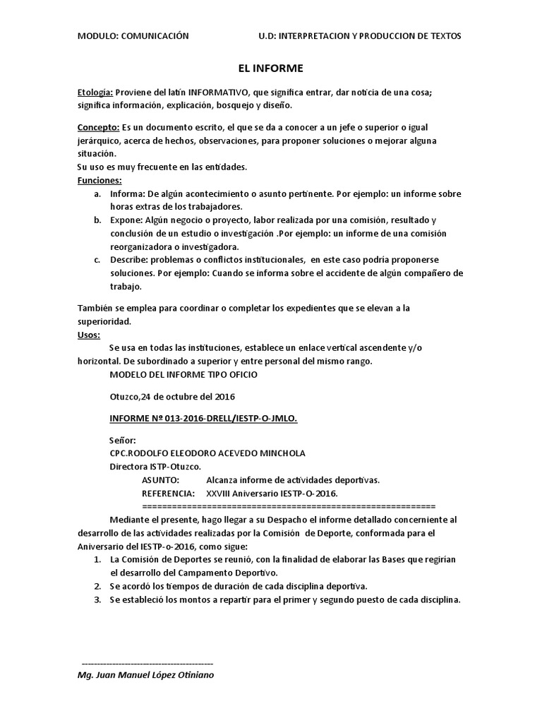 EL INFORME oficio | PDF