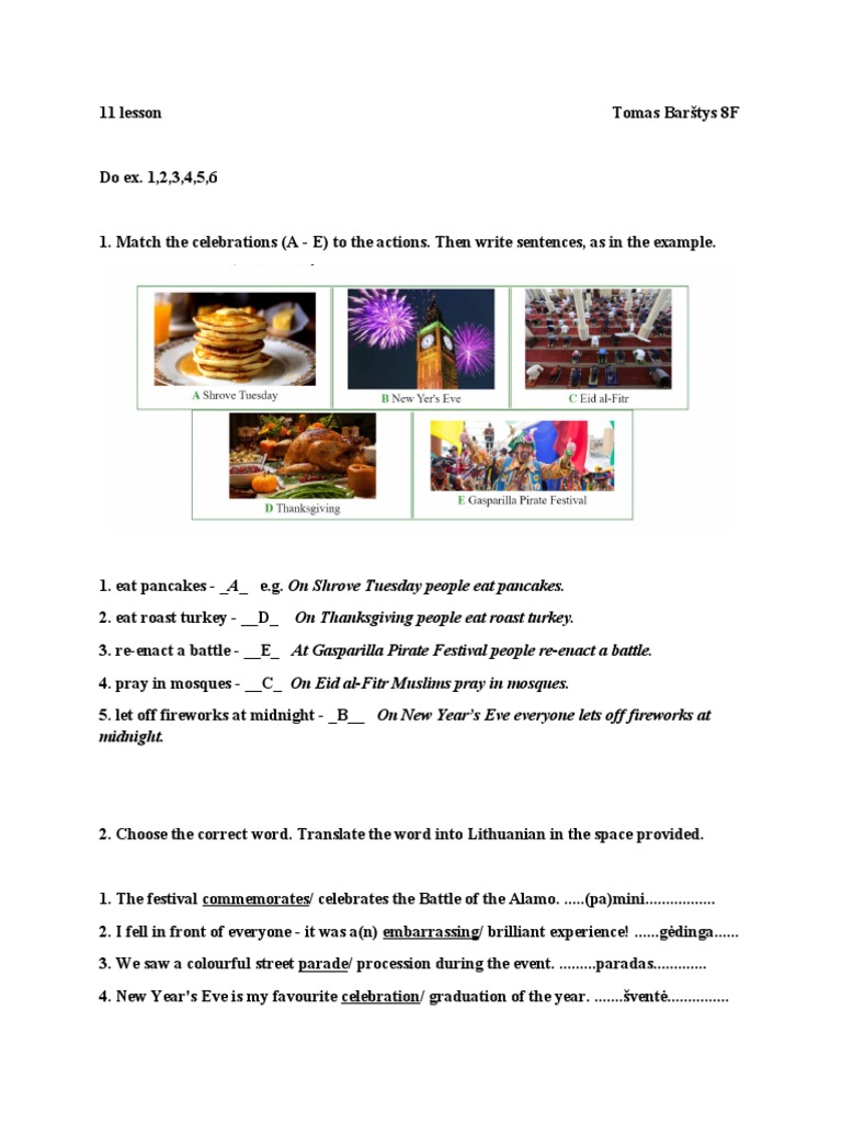 11 Lesson Tomas Barstys 8F | PDF | Halloween | Birthdays