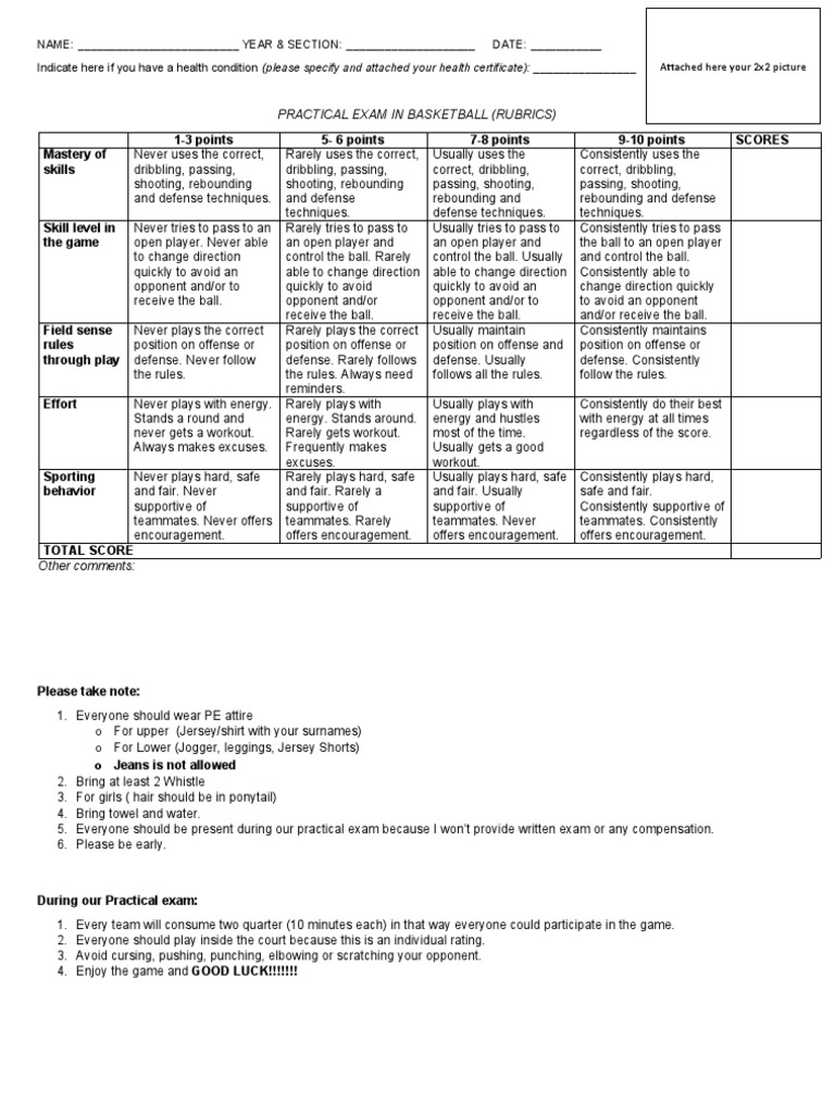 Rubrics in Basketball | PDF | Athletic Sports | Ball Games
