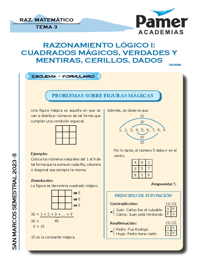 RM - Sem 3 - Razonamiento Lógico I | PDF | Triángulo | Proposición