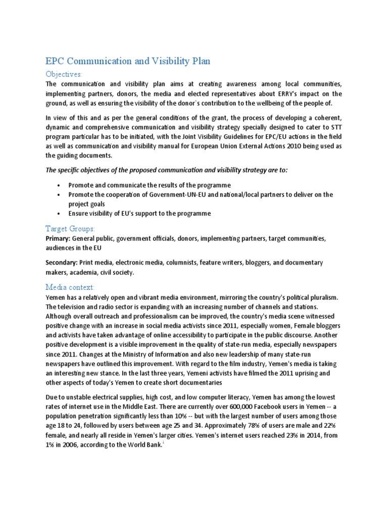 Communication and Visibility Plan - Template | Download Free PDF ...