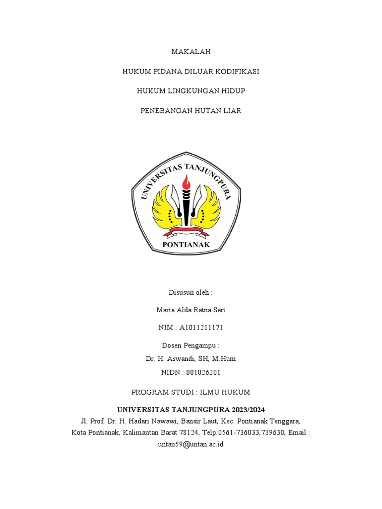 A101121171 - Maria Alda Ratna Sari - Makalah Hukum Pidana Diluar ...