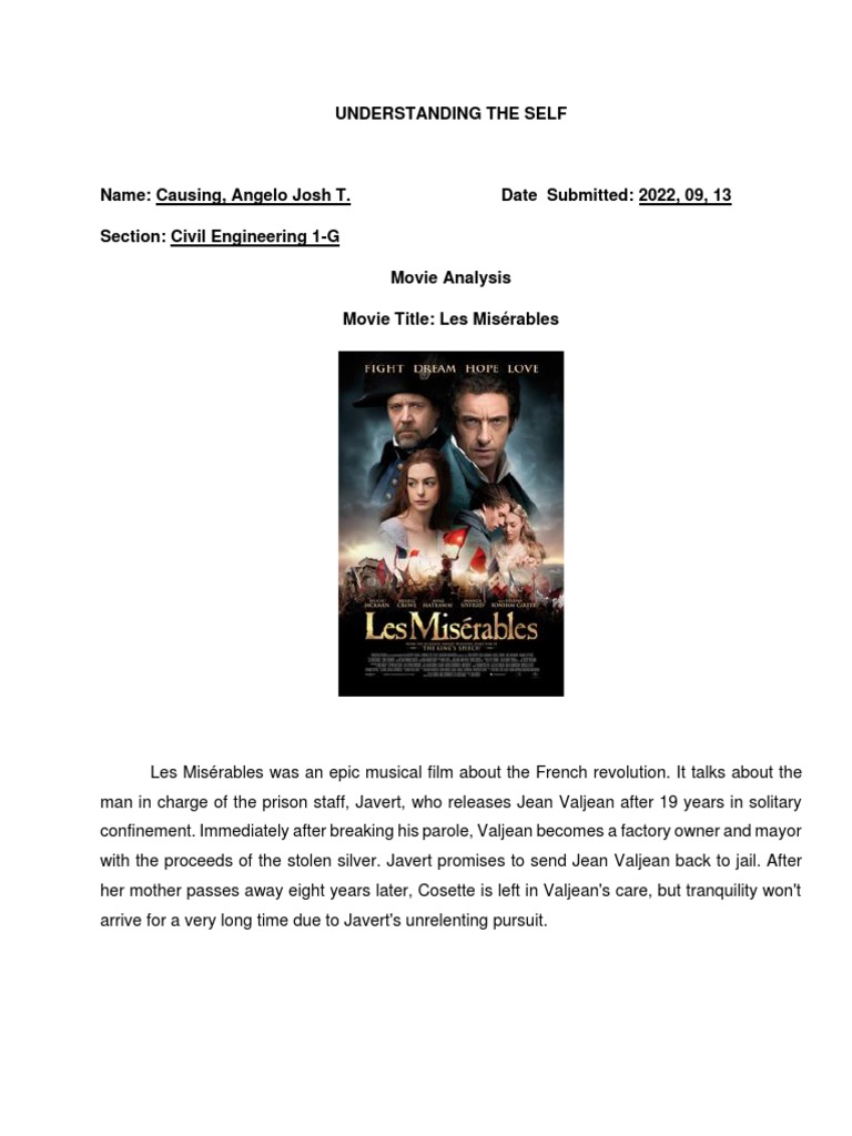 Movie Analysis Example | PDF | Les Misérables | Cosette