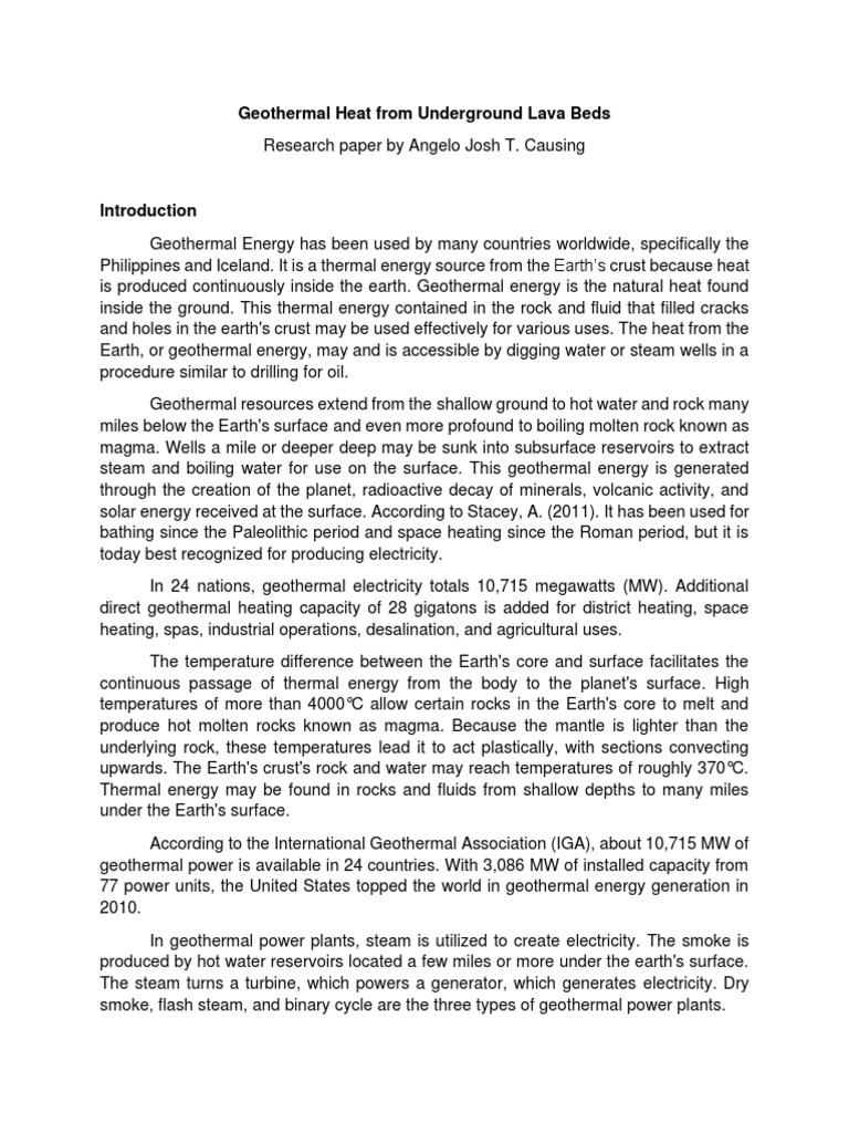 Geothermal Energy from Underground Lava | PDF | Geothermal Energy ...