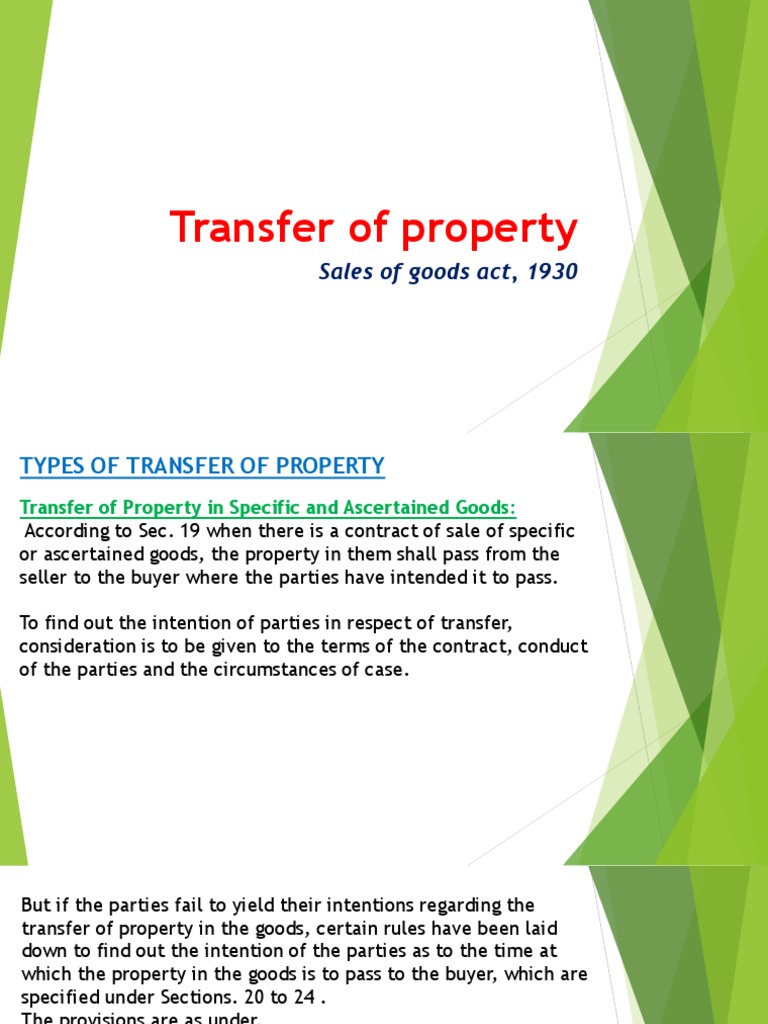 Transfer of Property | Download Free PDF | Sales | Possession (Law)