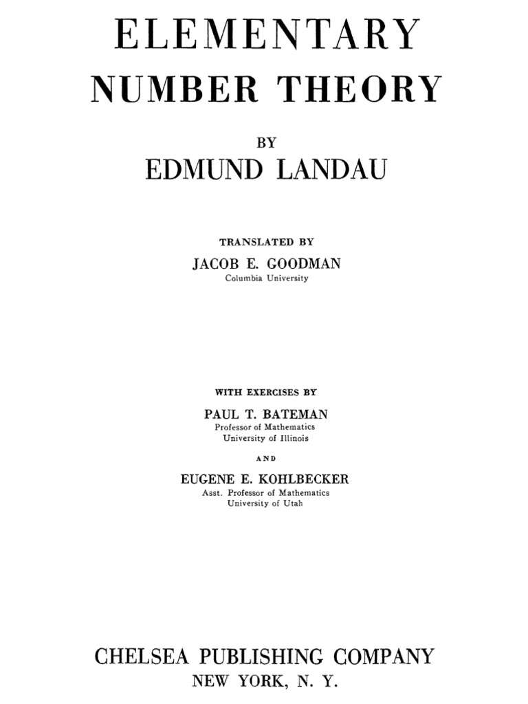 Landau. Elementary Number Theory | PDF Landau. Elementary Number Theory | PDF