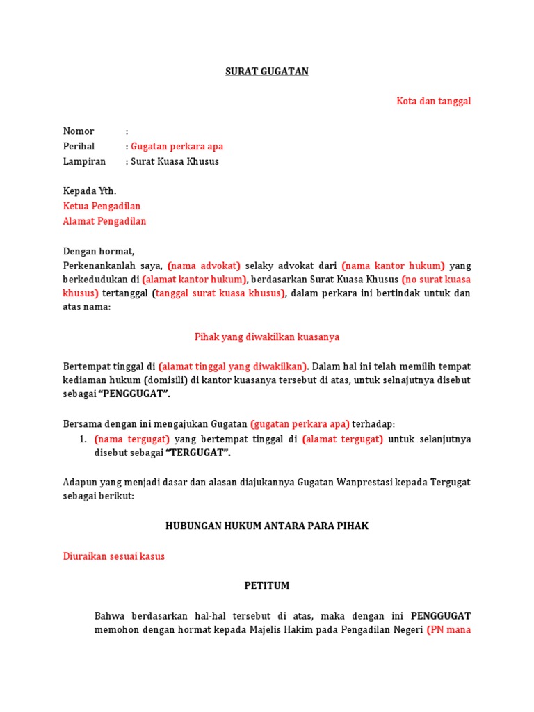 Surat Gugatan | PDF