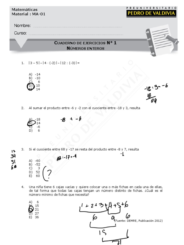 MA01 - Números Enteros | PDF | Número primo | Entero