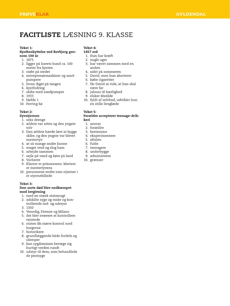 Attachment 9788702104257 Laesning 9 Klasse Facit | PDF