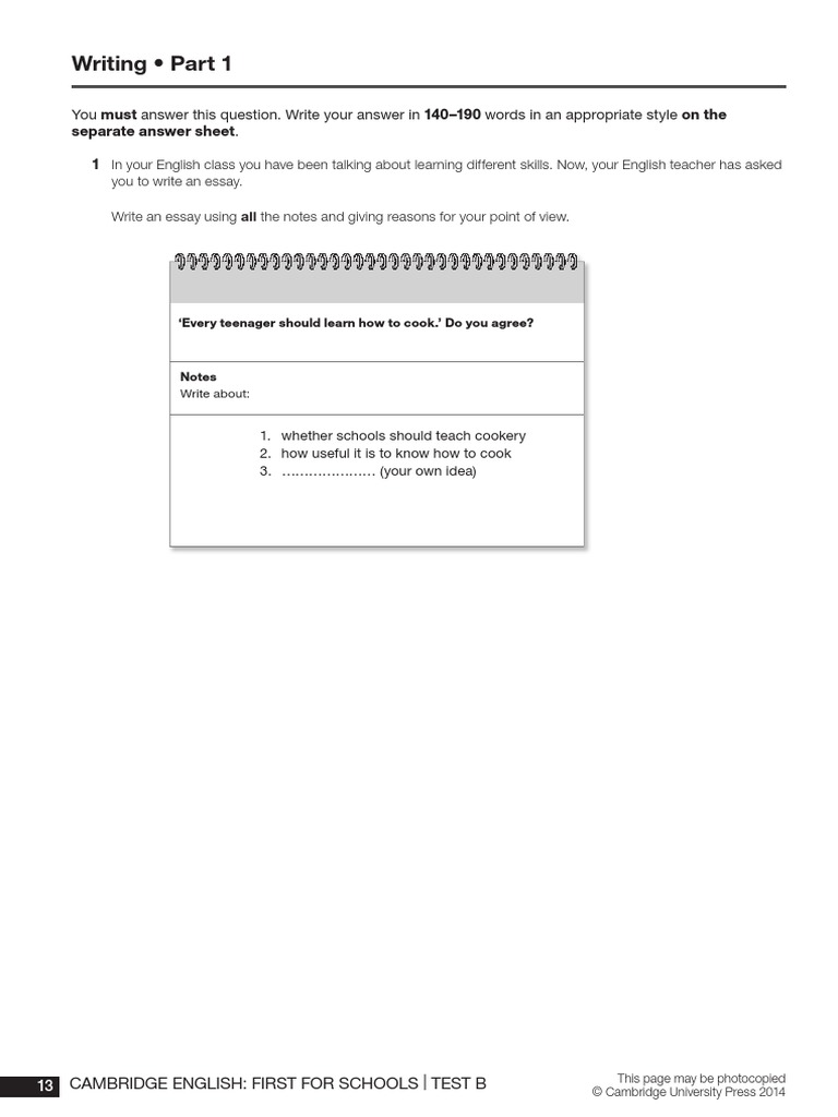 Online Practice Tests First For Schools Writing B | PDF | English ...