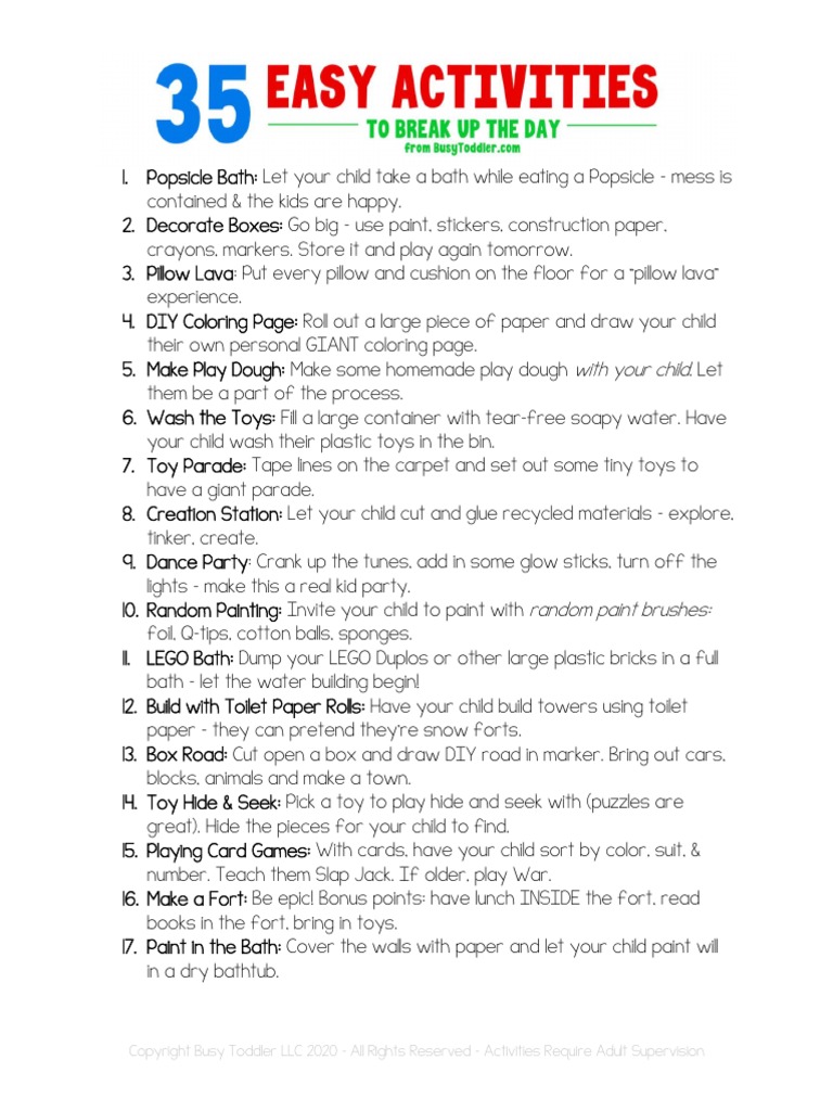 35 Easy Activities From Busy Toddler | PDF | Toys