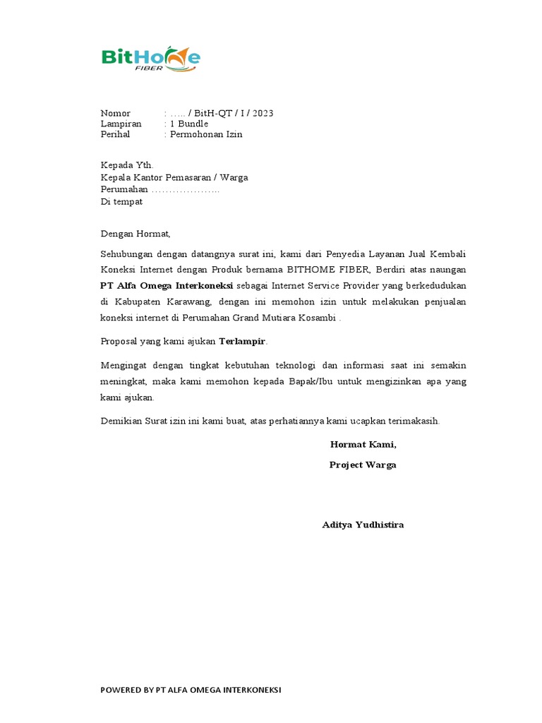 Proposal Penawaran Area Baru Atau Perumahan | PDF