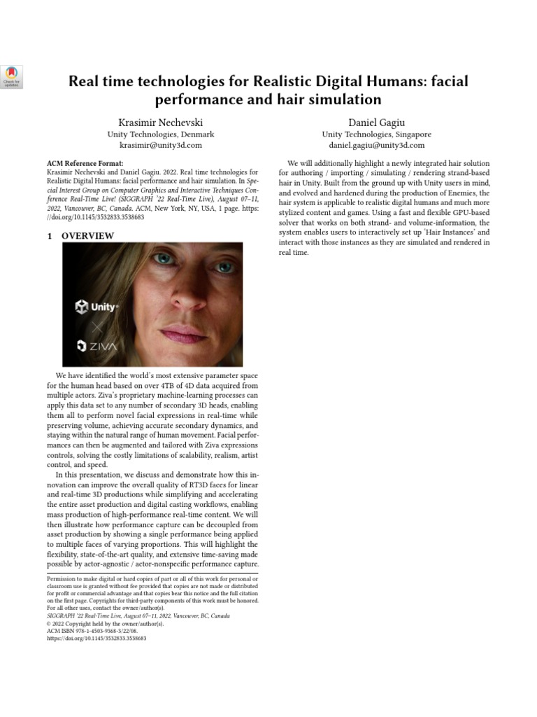 Real Time Technologies For Realistic Digital Humans - Ziva FT Siggraph ...