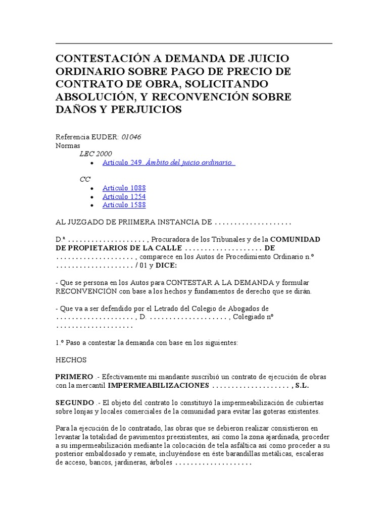 Exceptio Non Rite Adimpleti | PDF | Daños y perjuicios | Demanda judicial