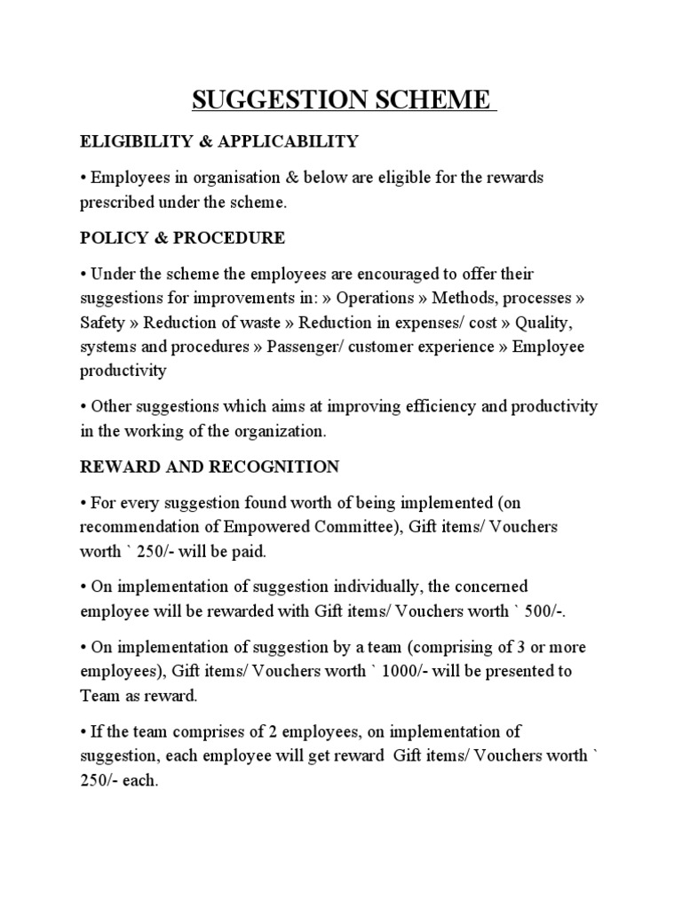 Suggestion Scheme | PDF