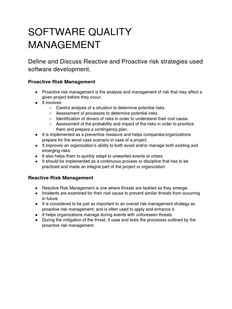Software Quality Management | PDF | Risk Management | Audit