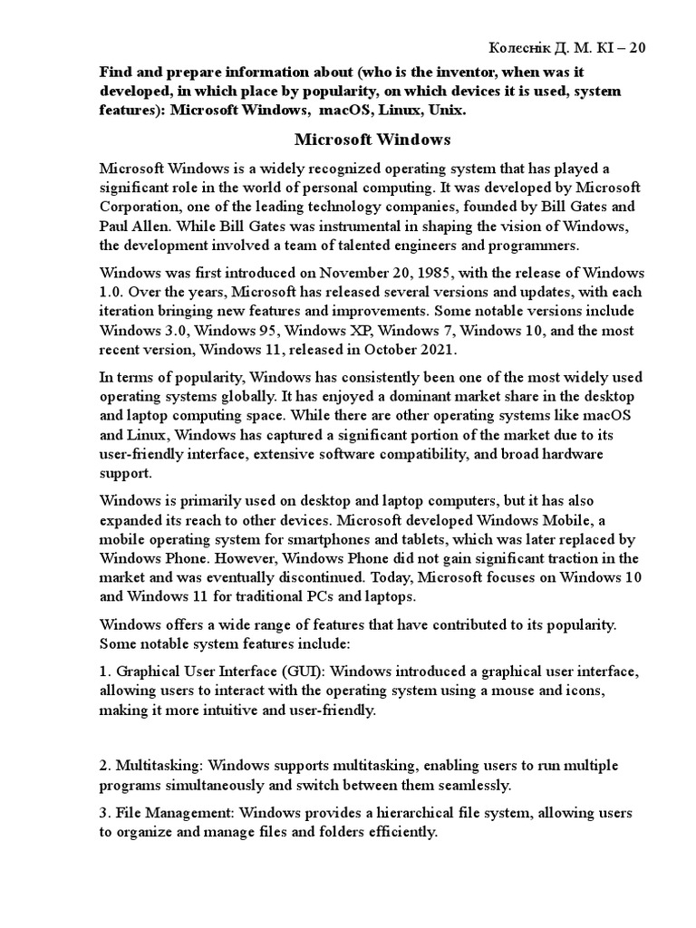 Operating Systems | PDF | Mac Os | Microsoft Windows Operating Systems | PDF | Mac Os | Microsoft Windows
