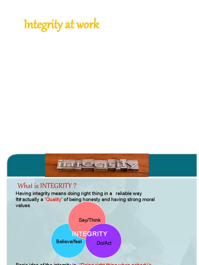 Integrity in the Workplace Essentials | PDF | Integrity | Leadership