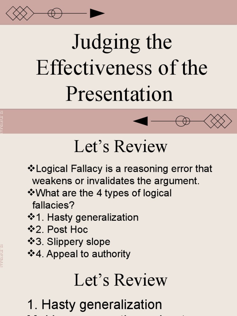 Judging The Effectiveness of The Presentation | PDF | Fallacy | Cognition