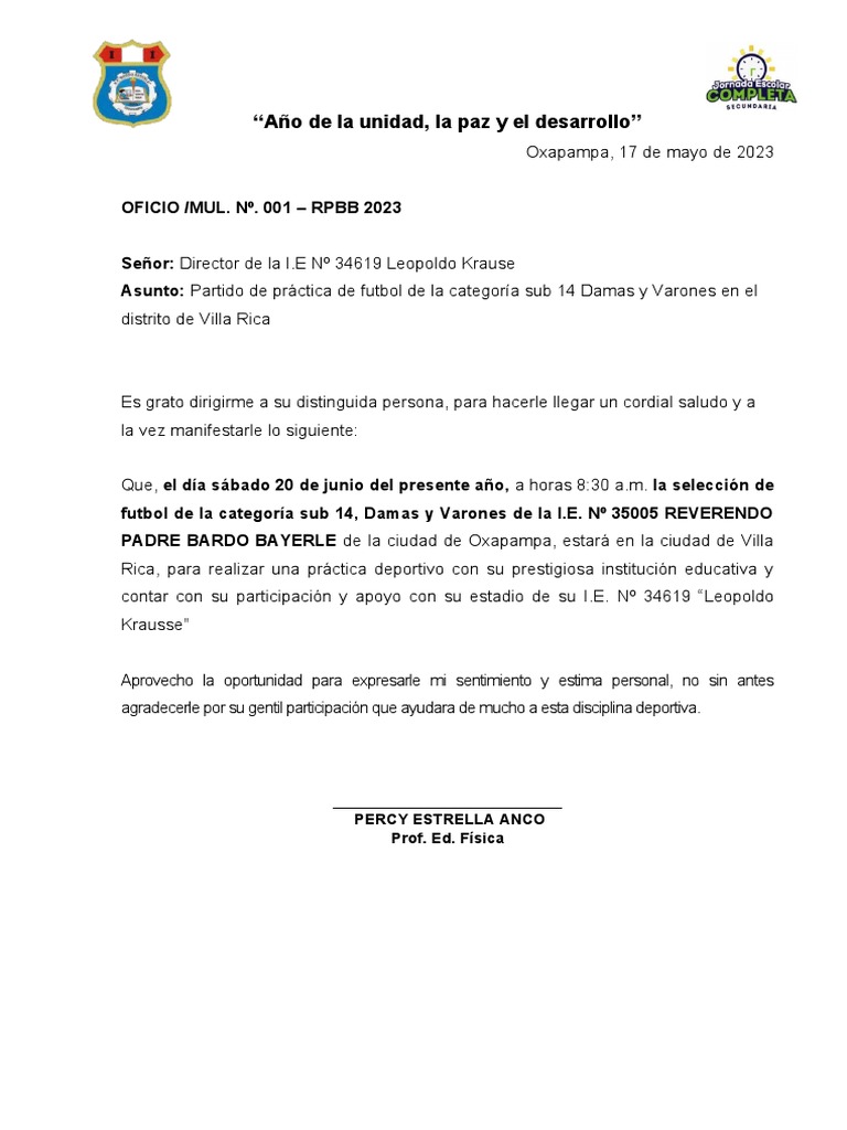 Oficio Deporte | PDF