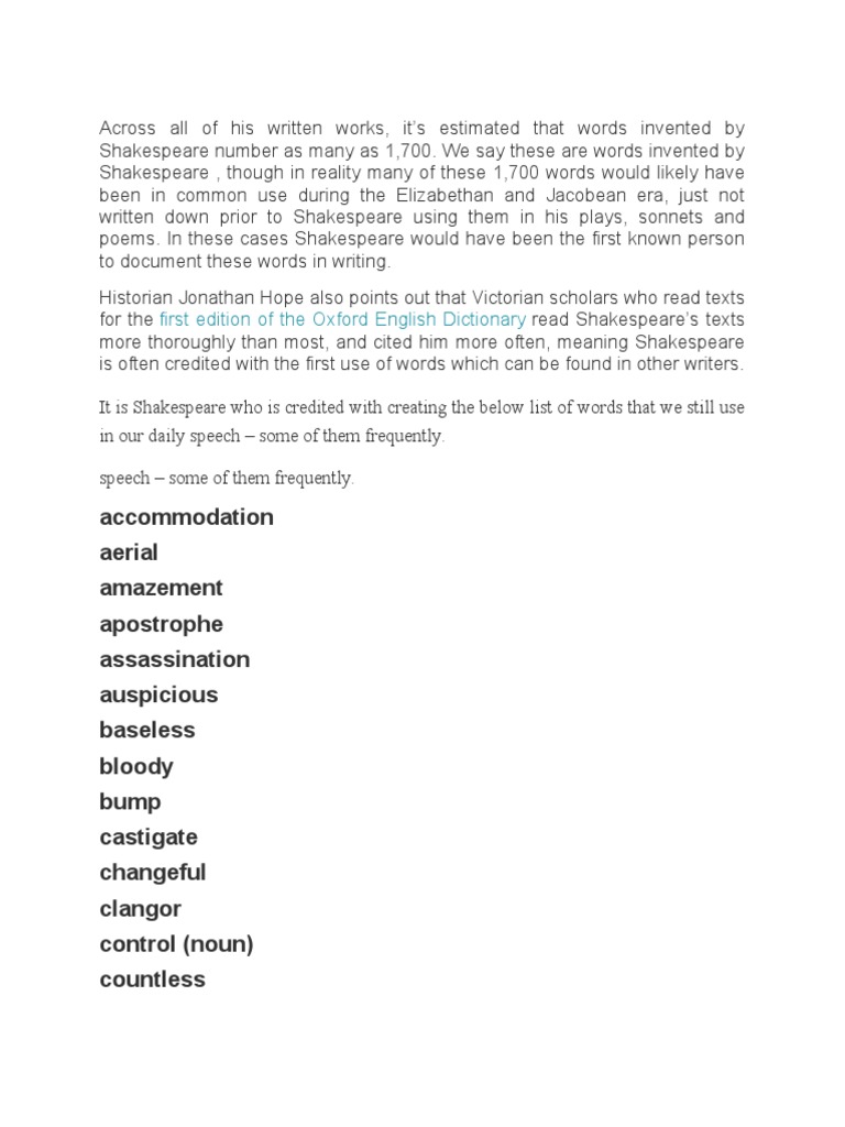 Words Invented by William | PDF