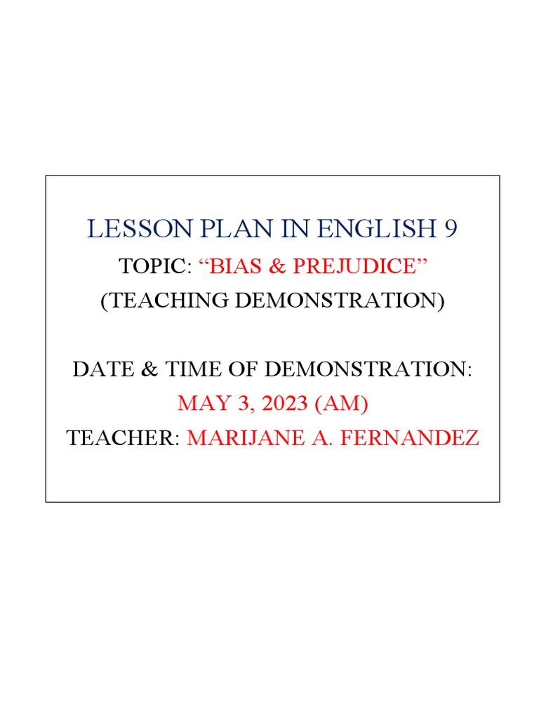 English 9 Demonstration | PDF | Learning | Differentiated Instruction