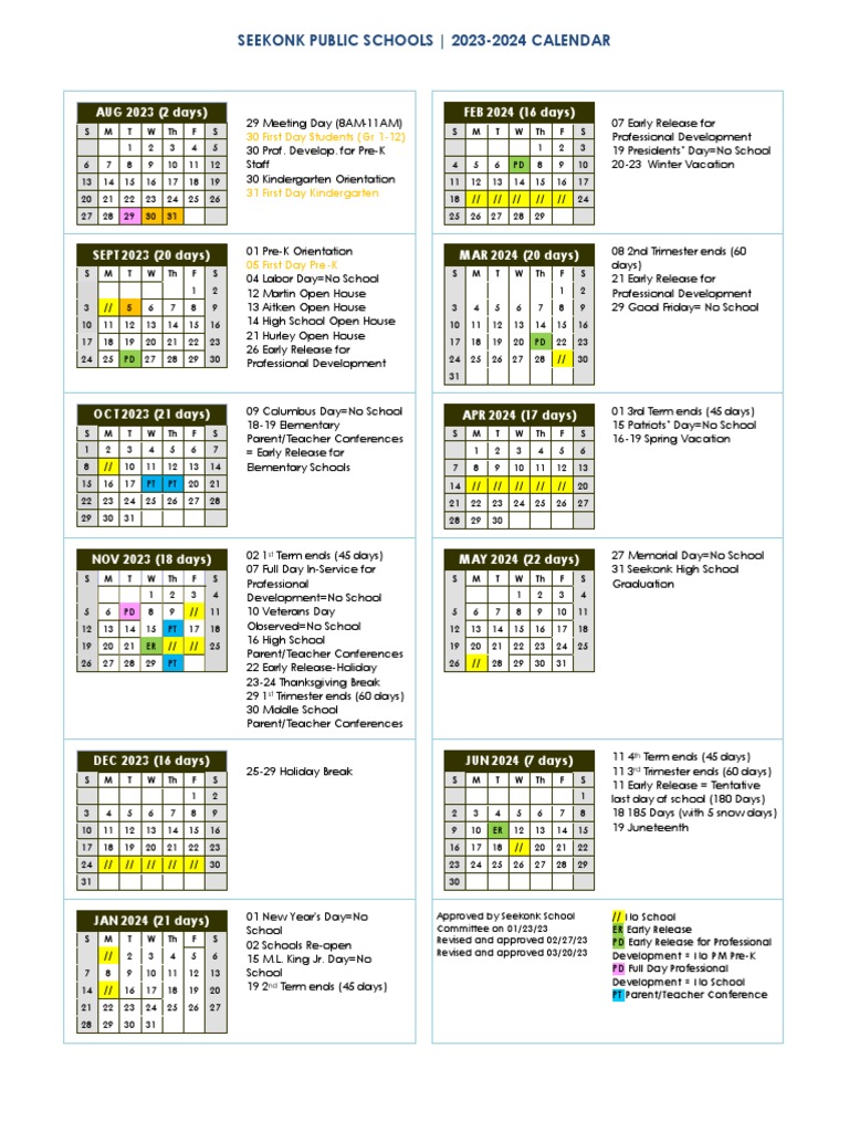 2023-2024 Calendar | PDF | Academic Term | Social Institutions