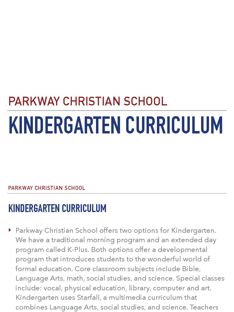 Kindergarten Curriculum | PDF