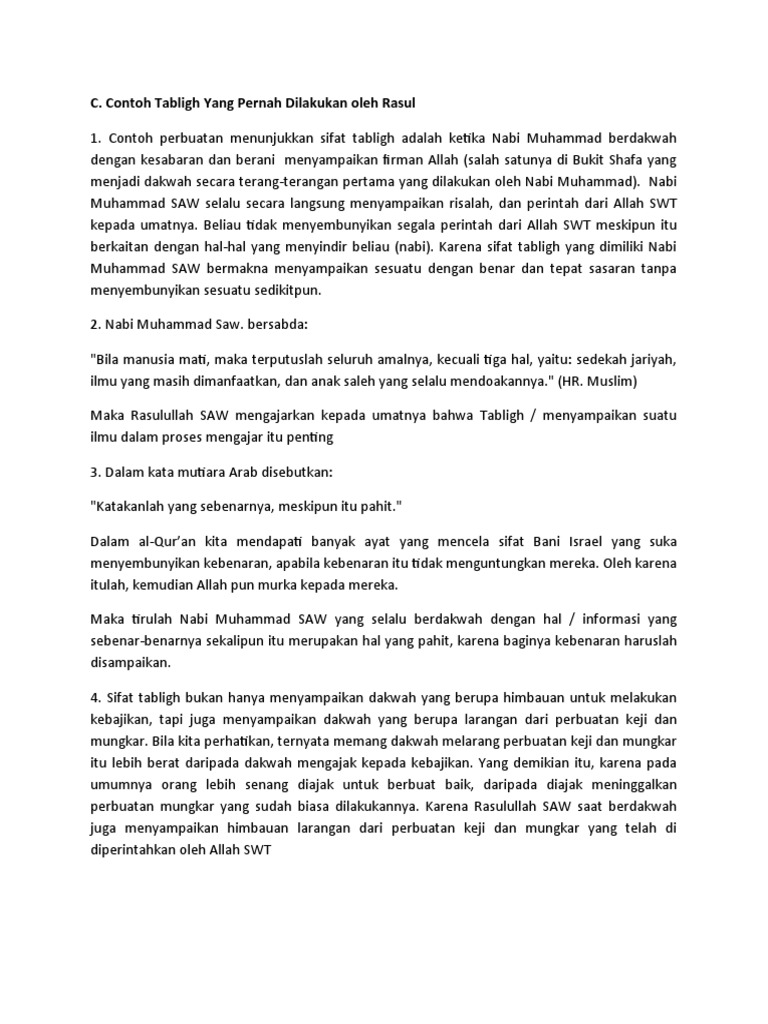 Contoh Tabligh dalam Kehidupan Nabi | PDF
