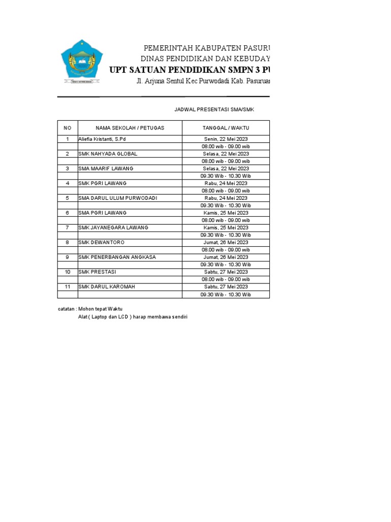 Jadwal Presentasi | PDF