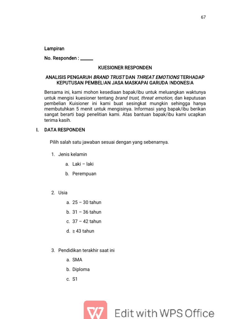 KUESIONER PROPOSAL GEMA REVISI Maret 2015 | PDF