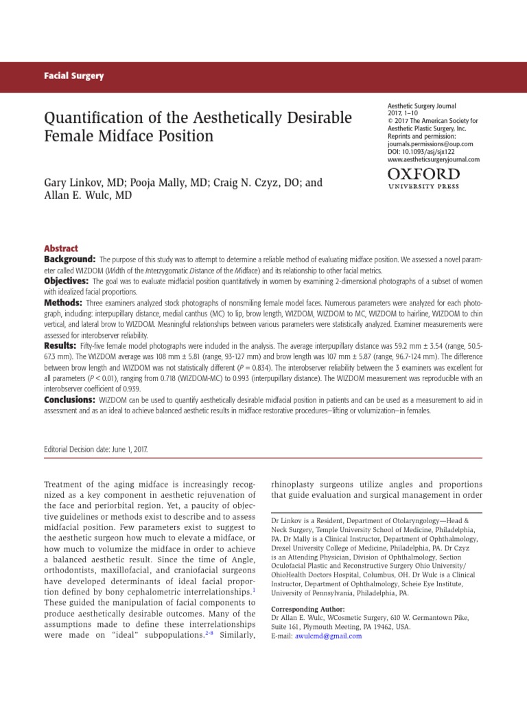 Measuring Female Midface Aesthetics | PDF | Human Nose