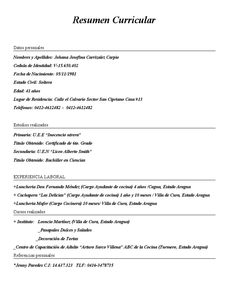 Resumen Curricular | PDF