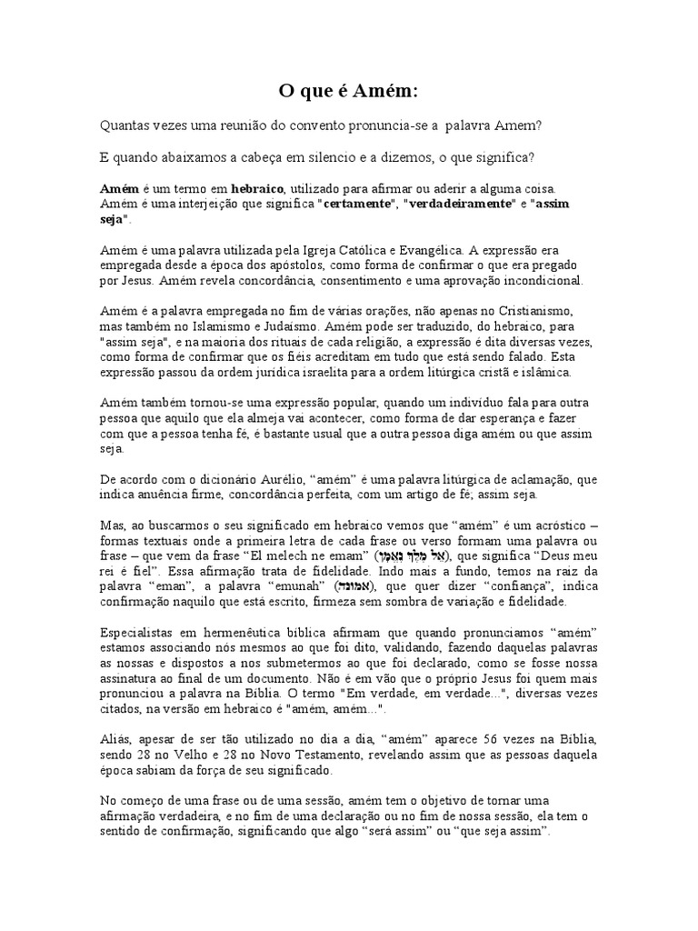 O Que É Amém | PDF | Amém