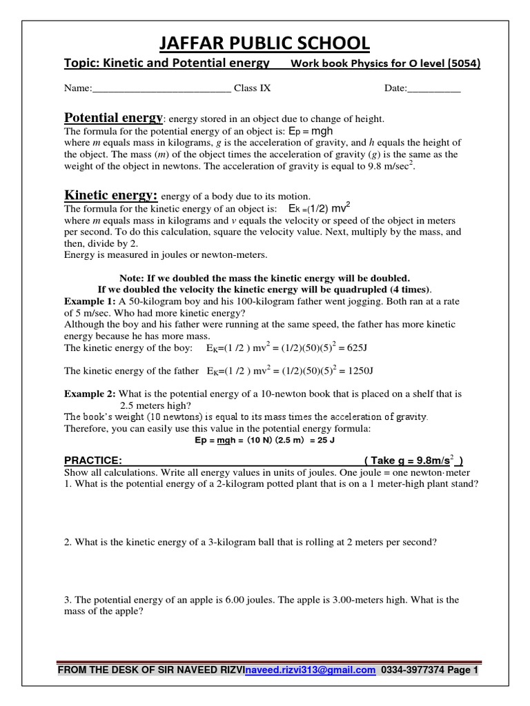 Kinetic and Potential Energy | PDF | Kinetic Energy | Potential Energy