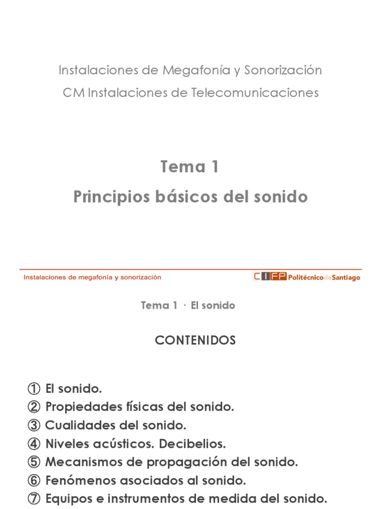 01A. Tema 1 Principios Básicos Del Sonido | PDF | Sonido | Decibel